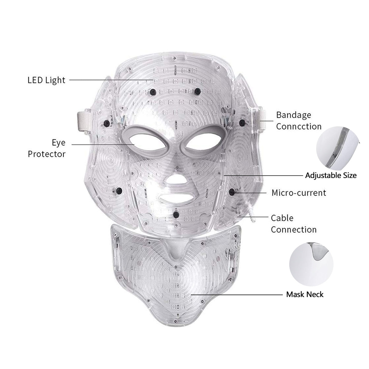 LED Facial Mask 7 Colors Light Skin Rejuvenation LED Mask Phototherapy ...