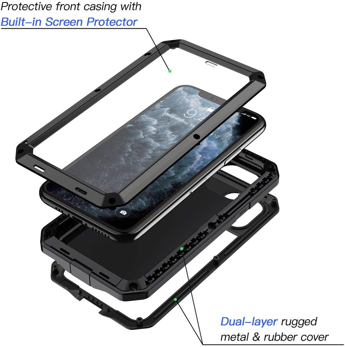 Black Color Case - Luxury Doom armor Metal Aluminum Phone Case for iPh ...