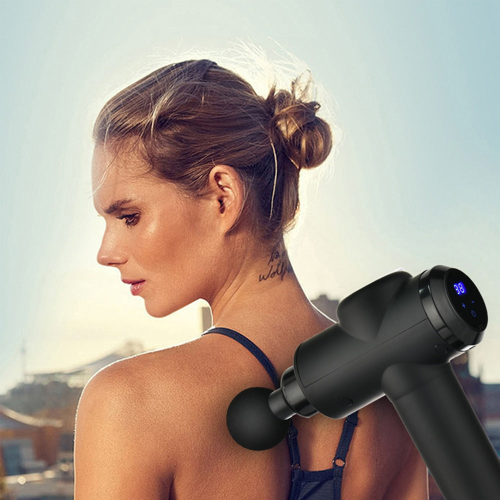 LCD Display Electric Massage Gun Powerful Tissue Muscle Massage Gun Re ...